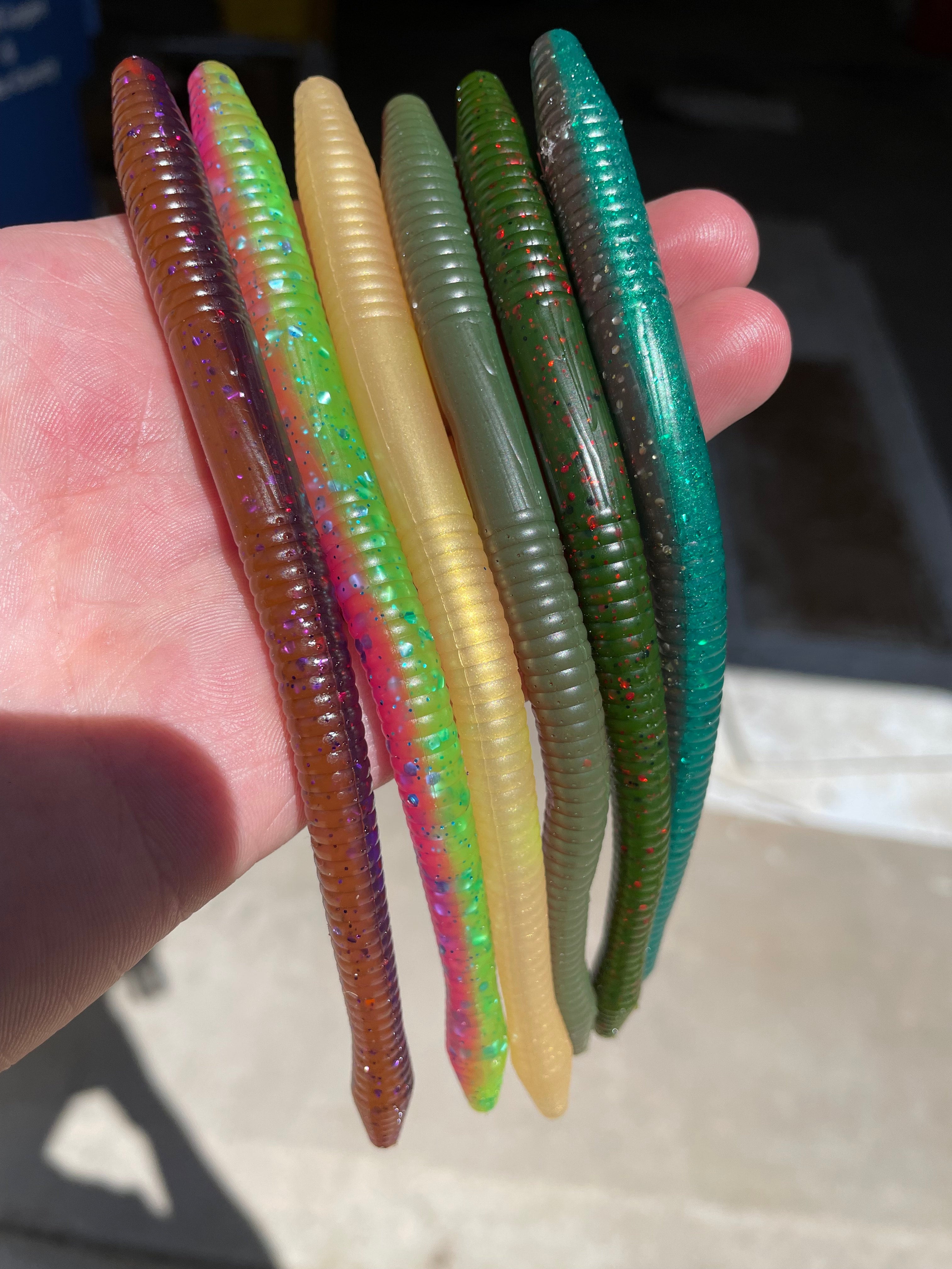 Assorted Recycled Finesse Worms | Blotters Custom Baits